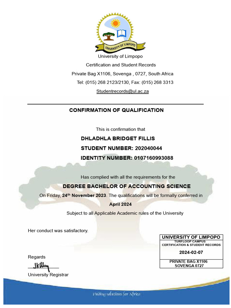 Certification and Student Records | PDF