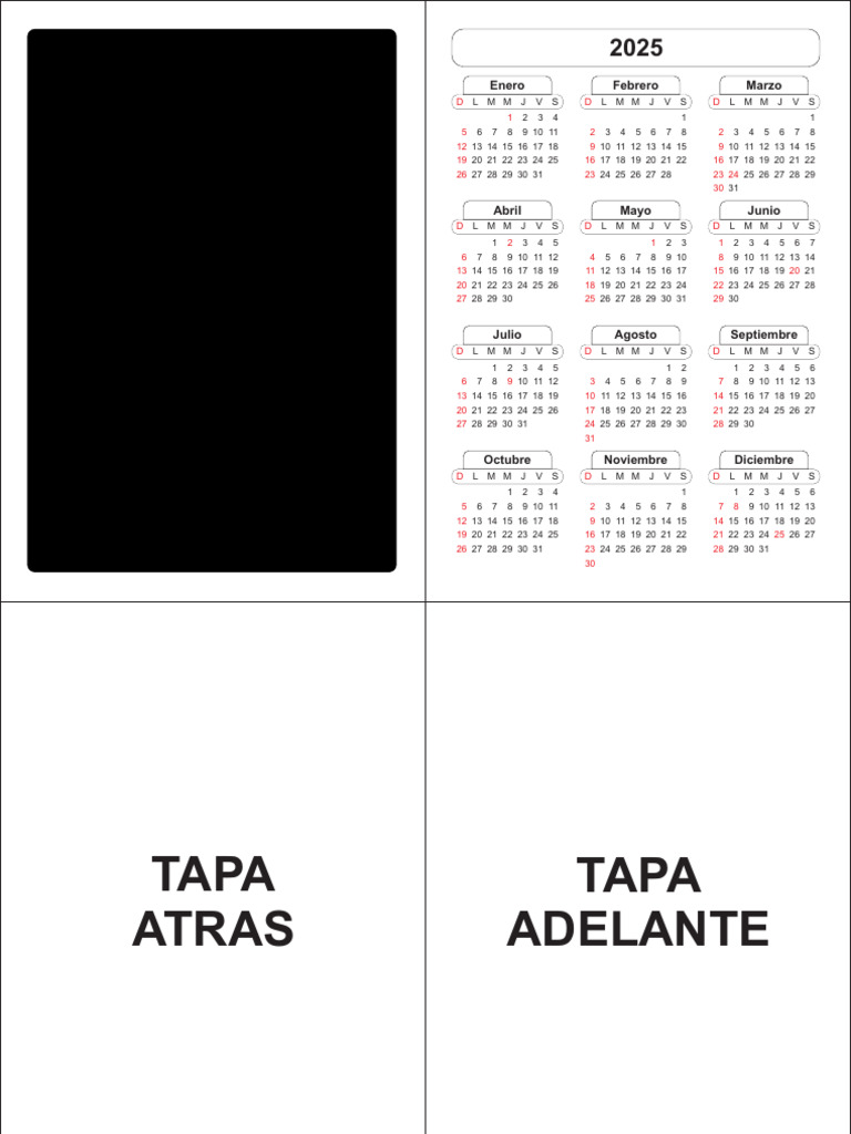 Almanaque 2025: Modelo Mensual | PDF