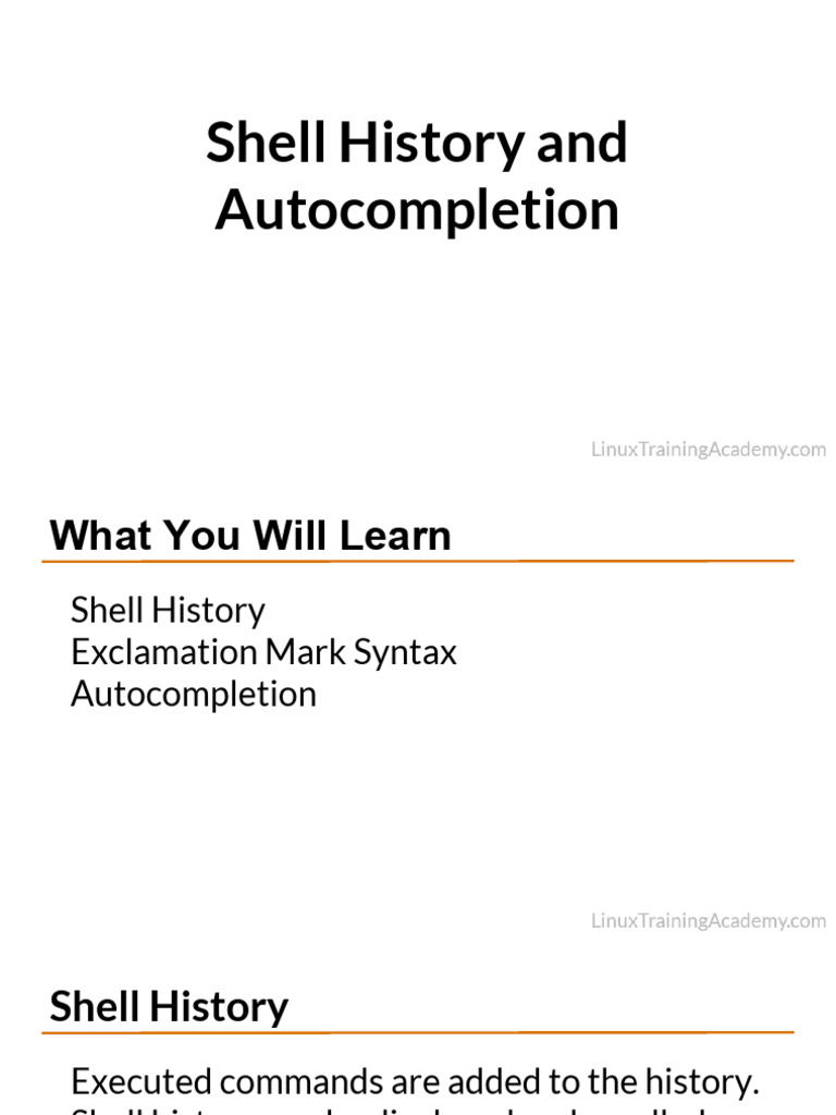 037 Shell History and Tab Completion | PDF 037 Shell History and Tab Completion | PDF