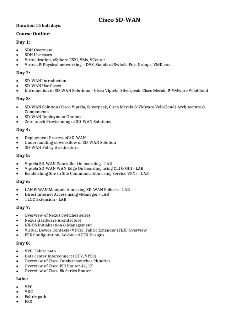 Cisco SD-WAN Course Outline,-1 | PDF | Microsoft Azure | Cloud Computing