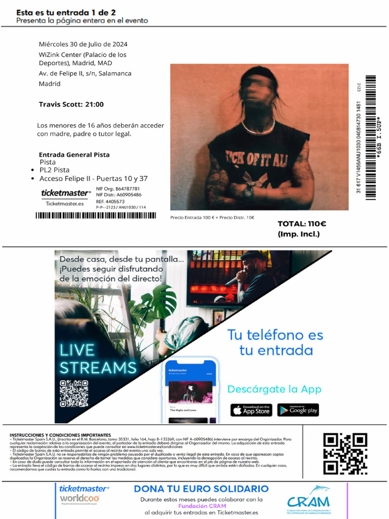 Entradas Travis Scott Ticketmaster | PDF