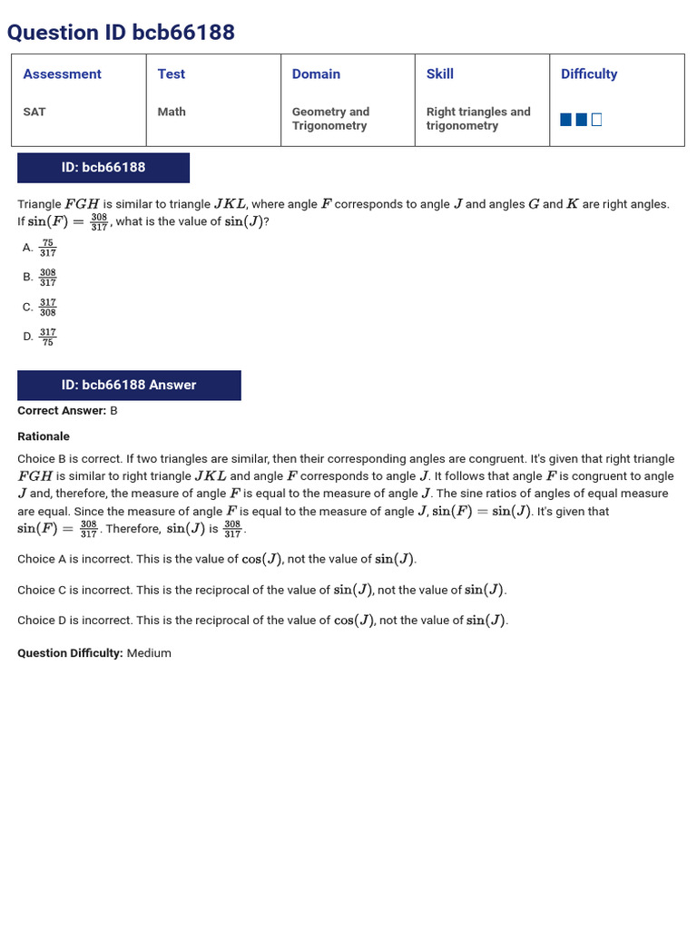 SAT Geometry and Trigonometry Questions | PDF | Triangle | Circle