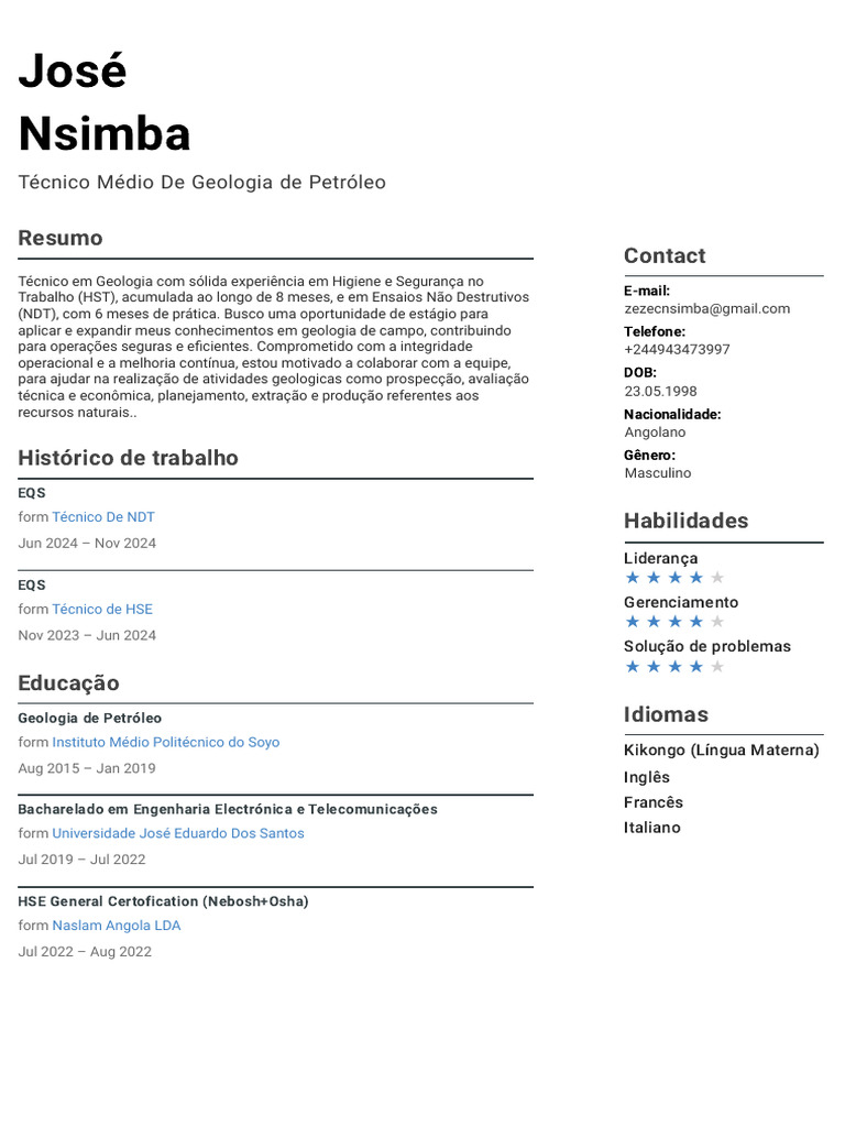 José _Resume_530 | PDF