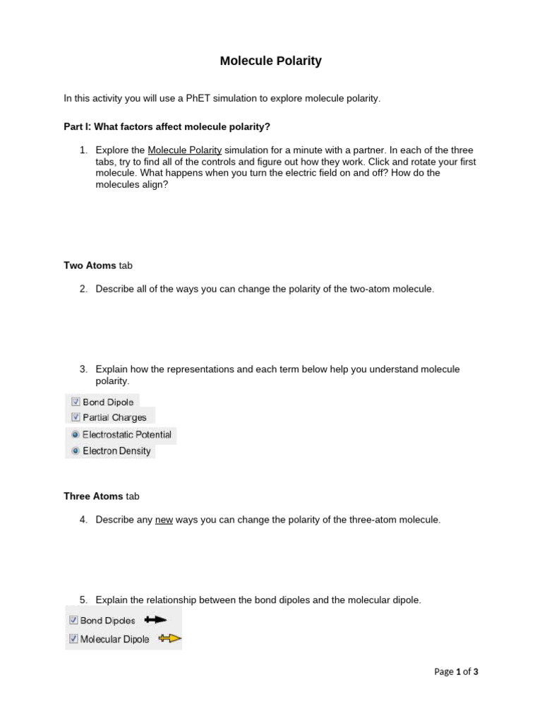 Molecule Polarity Activity | PDF