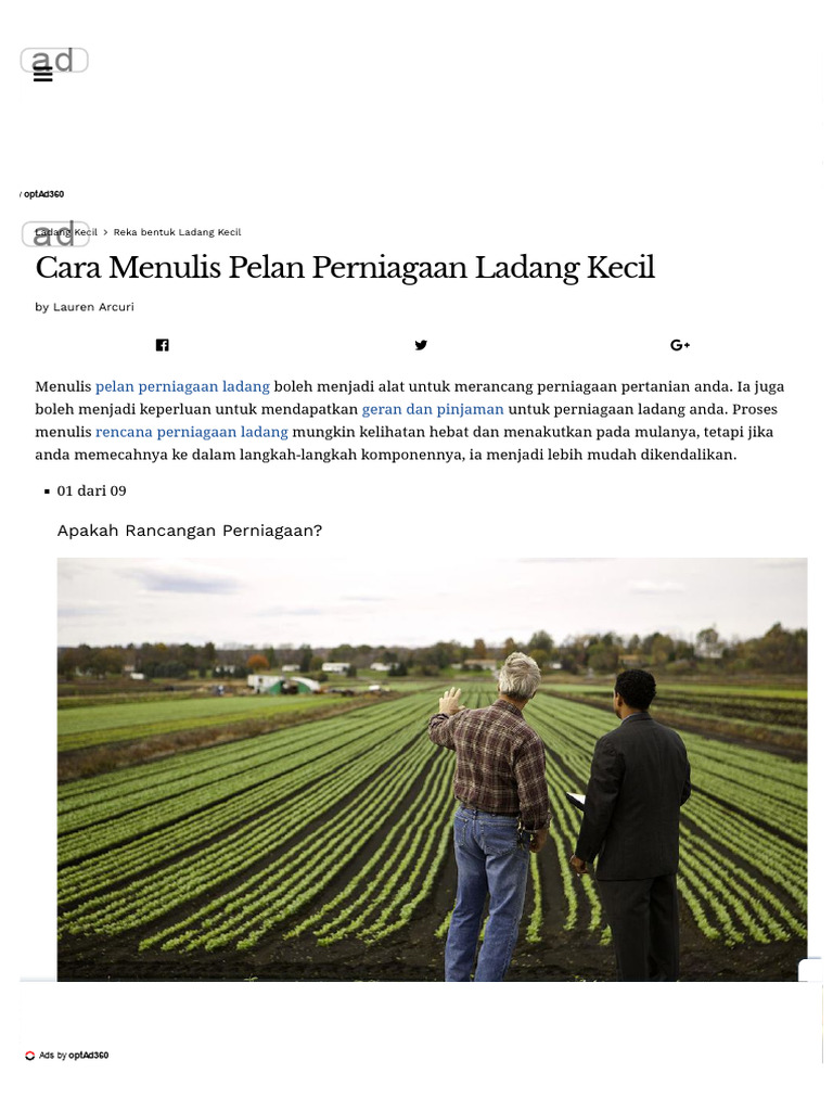 Cara Menulis Pelan Perniagaan Ladang Kecil | PDF