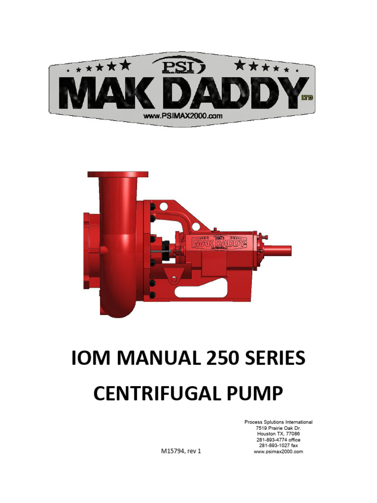 M15794 250 SERIES MAKDADDY PUMP IOM | PDF | Pump | Bearing (Mechanical)
