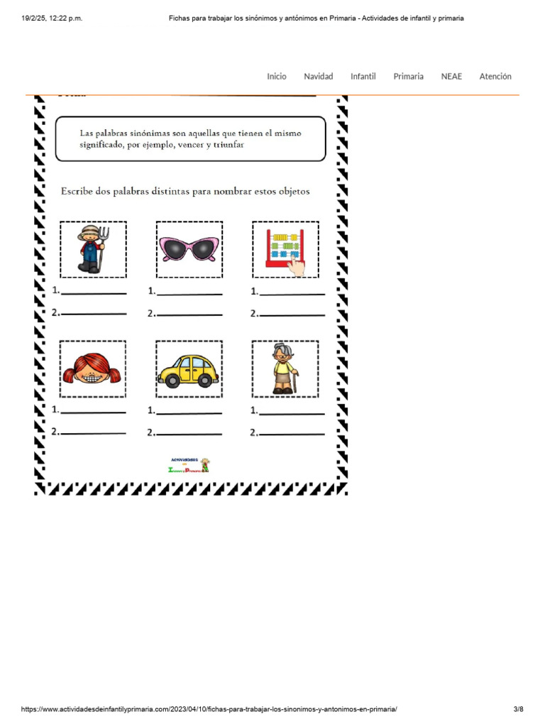 Fichas para trabajar los sinónimos y antónimos en Primaria ...