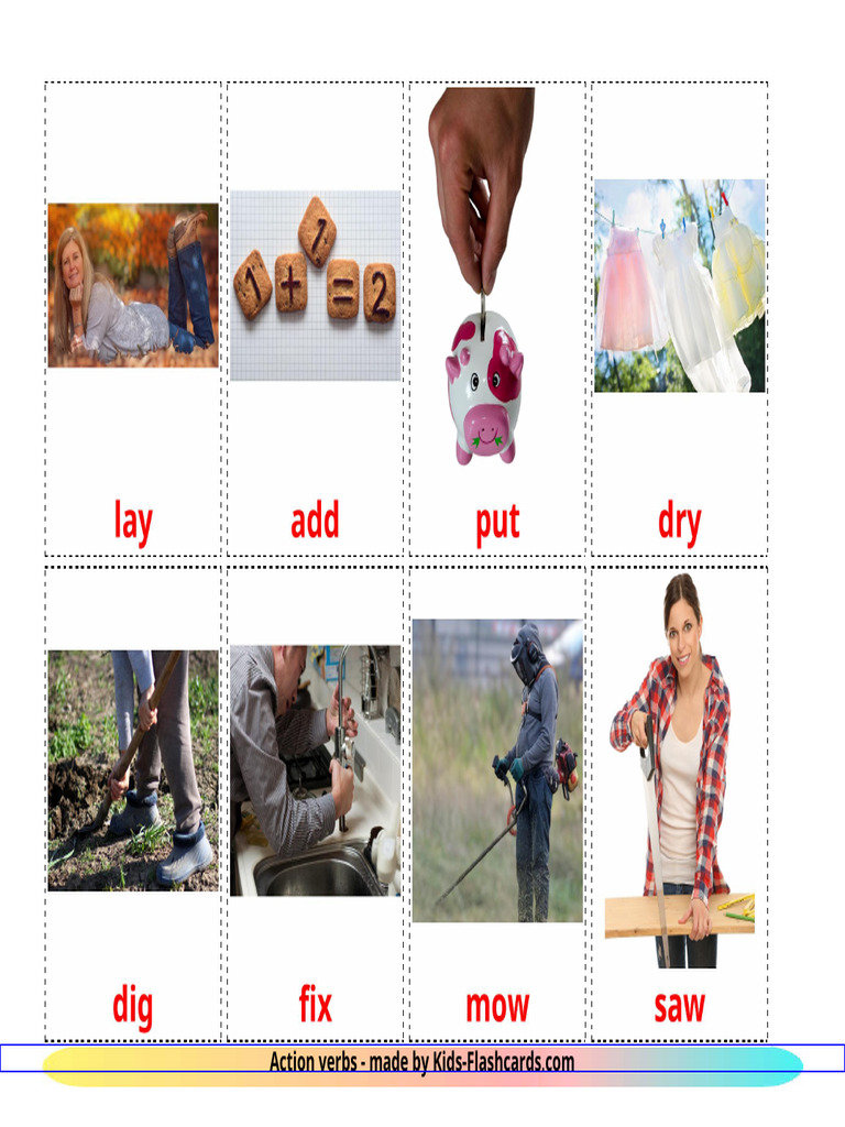 Flashcards Action-Verbs-8-A4 | PDF