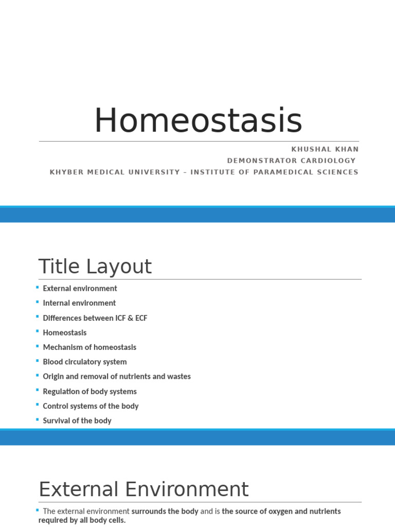 Lecture 03 - Homeostasis | PDF | Human Body | Homeostasis