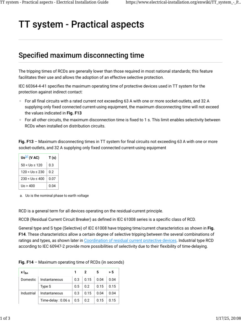 TT System RCD Tripping Times Explained | PDF | Electrical Wiring ...
