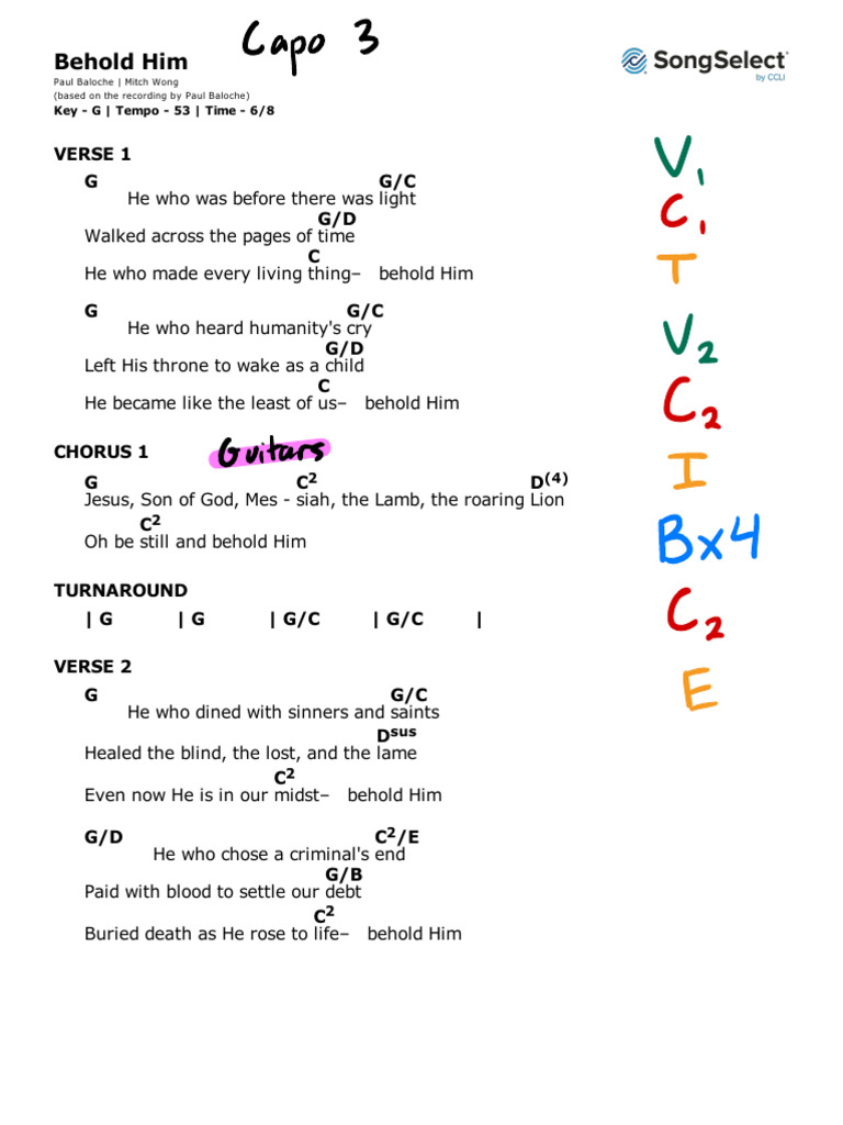 [acoustic] Behold Him-chords-G | PDF