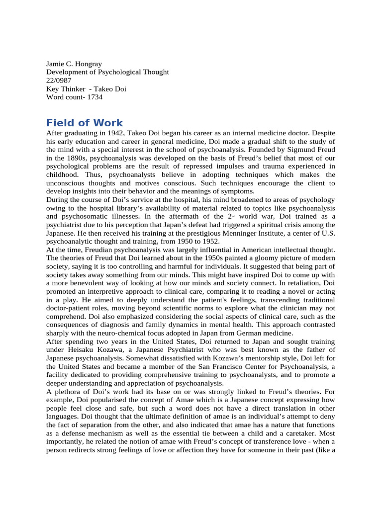 Key Thinker IA Assignment | PDF | Psychoanalysis | Sigmund Freud