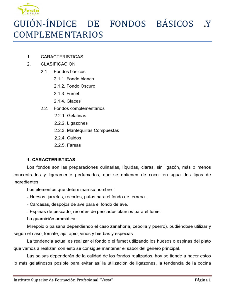 Fondos Basicos y Complementarios | PDF | Stock (comida) | Caldo