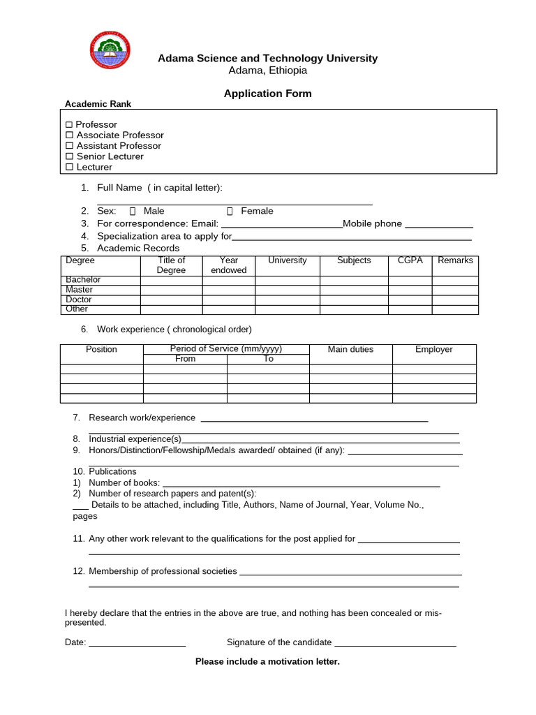 ApplicationForm Lecturer | PDF