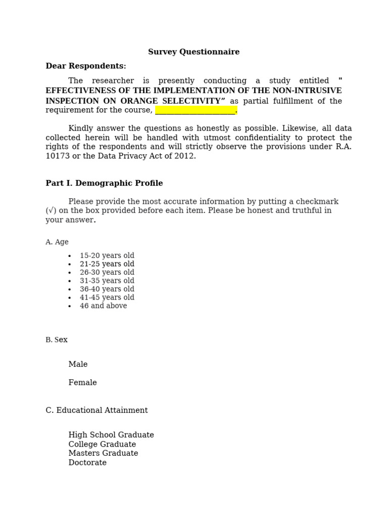Revised-Questionnaire-NII | PDF | Governance | Policy