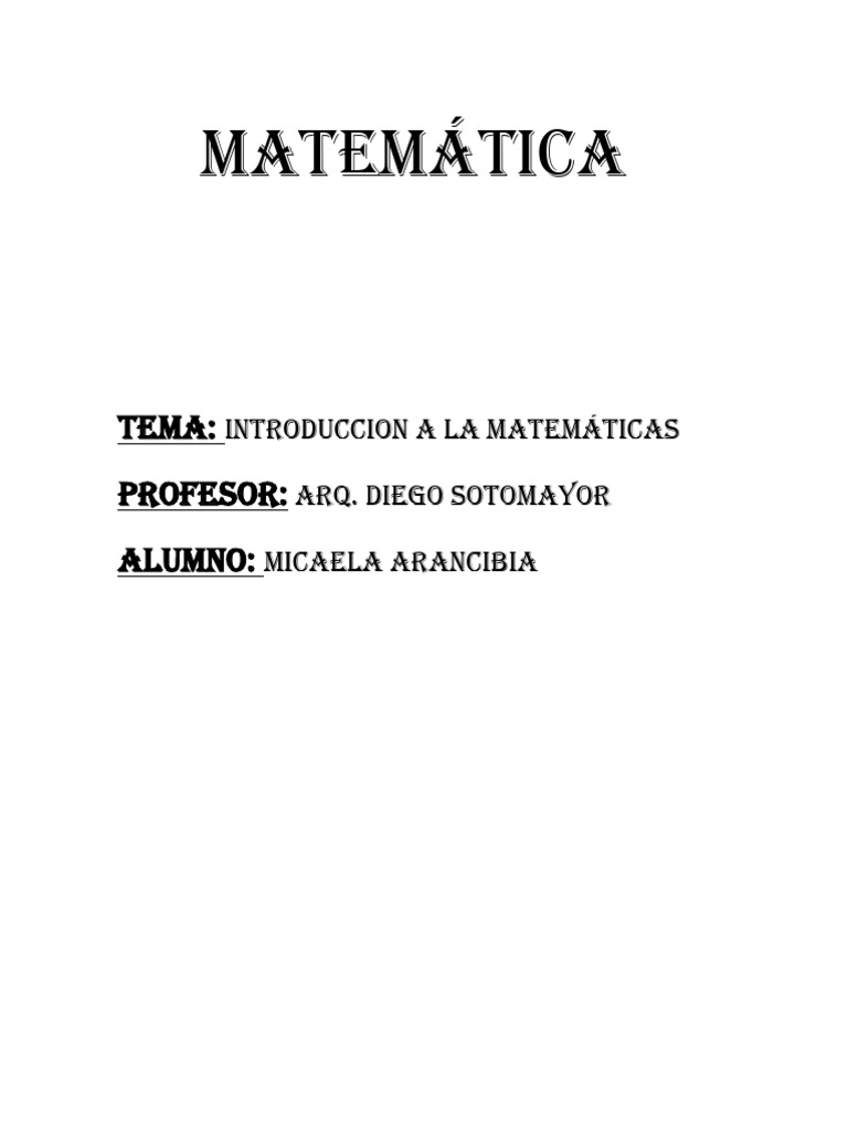Introduccion a la matemáticas- Micaela Arancibia | PDF