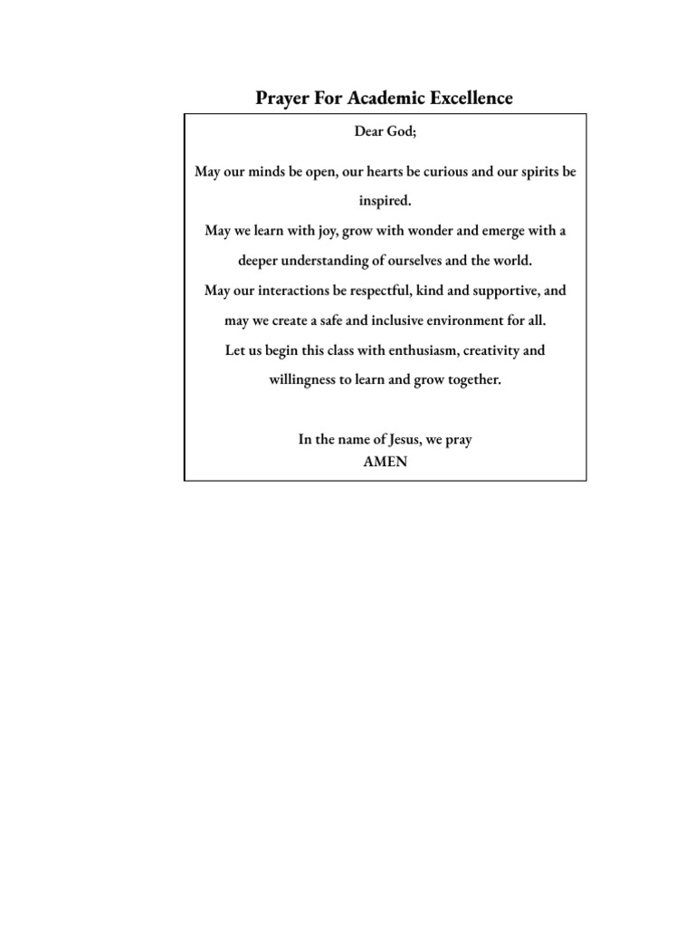Prayer For Academic Excellence | PDF