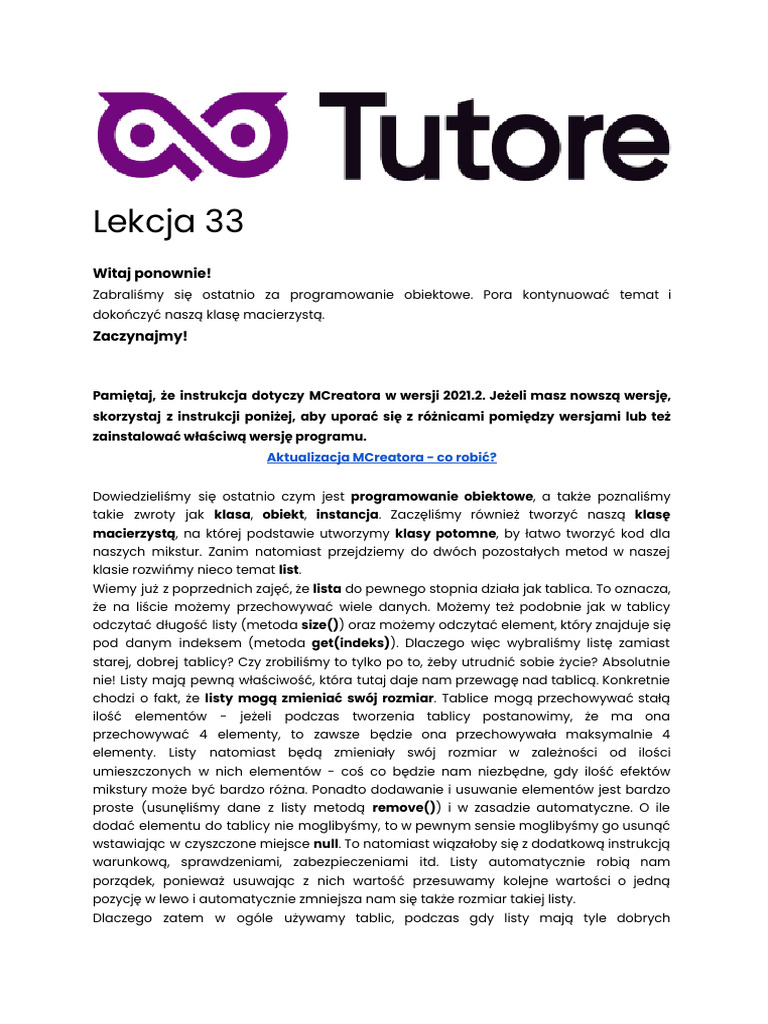Lekcja 33 - MC Java | PDF