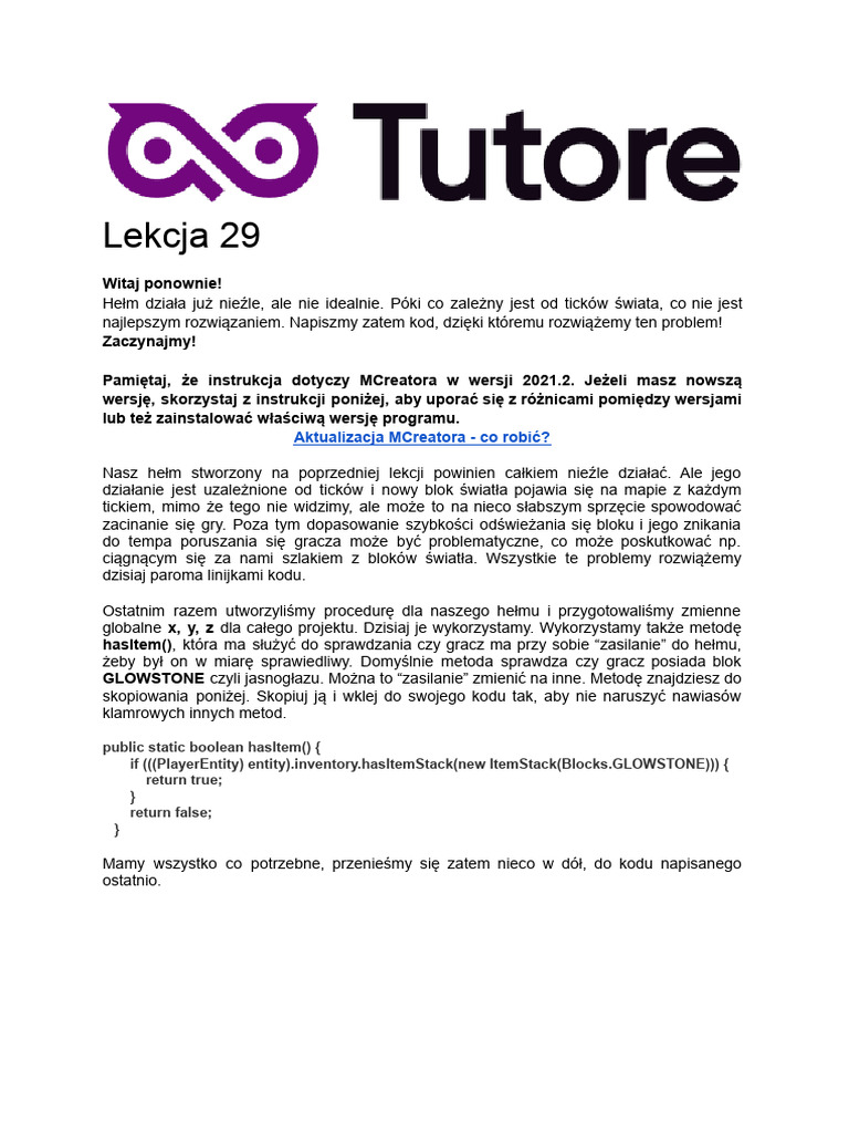 Lekcja 29 - MC Java | PDF