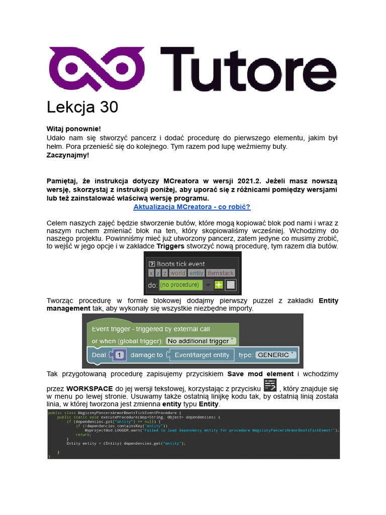 Lekcja 30 - MC Java | PDF