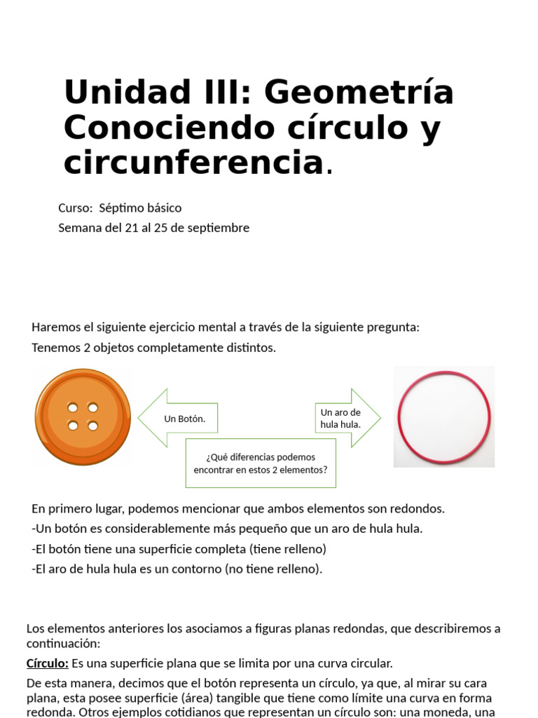 Círculo y Circunferencia: Definiciones y Ejemplos | PDF | Curva | Diámetro