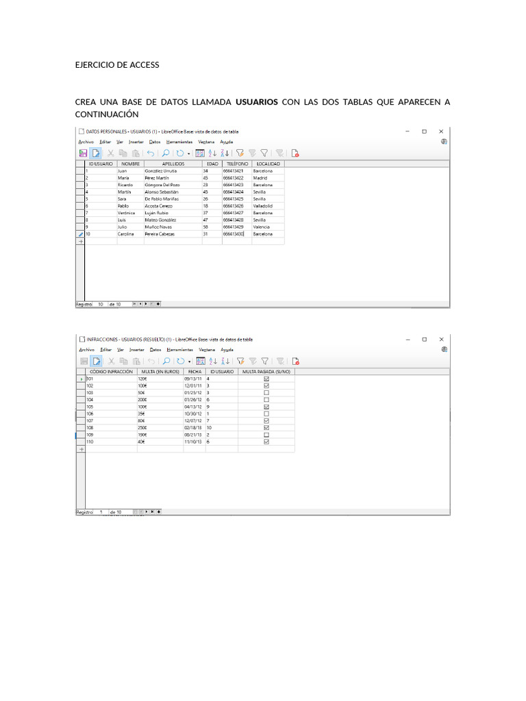 Ejercicio Repaso Access | PDF
