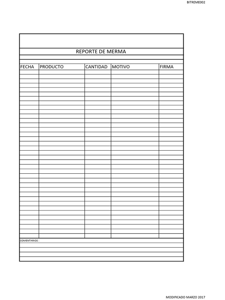Reporte Merma | PDF