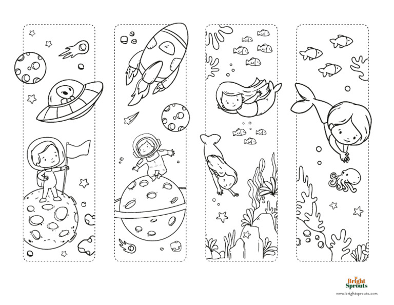 2 Space and Underwater Coloring Bookmarks | PDF