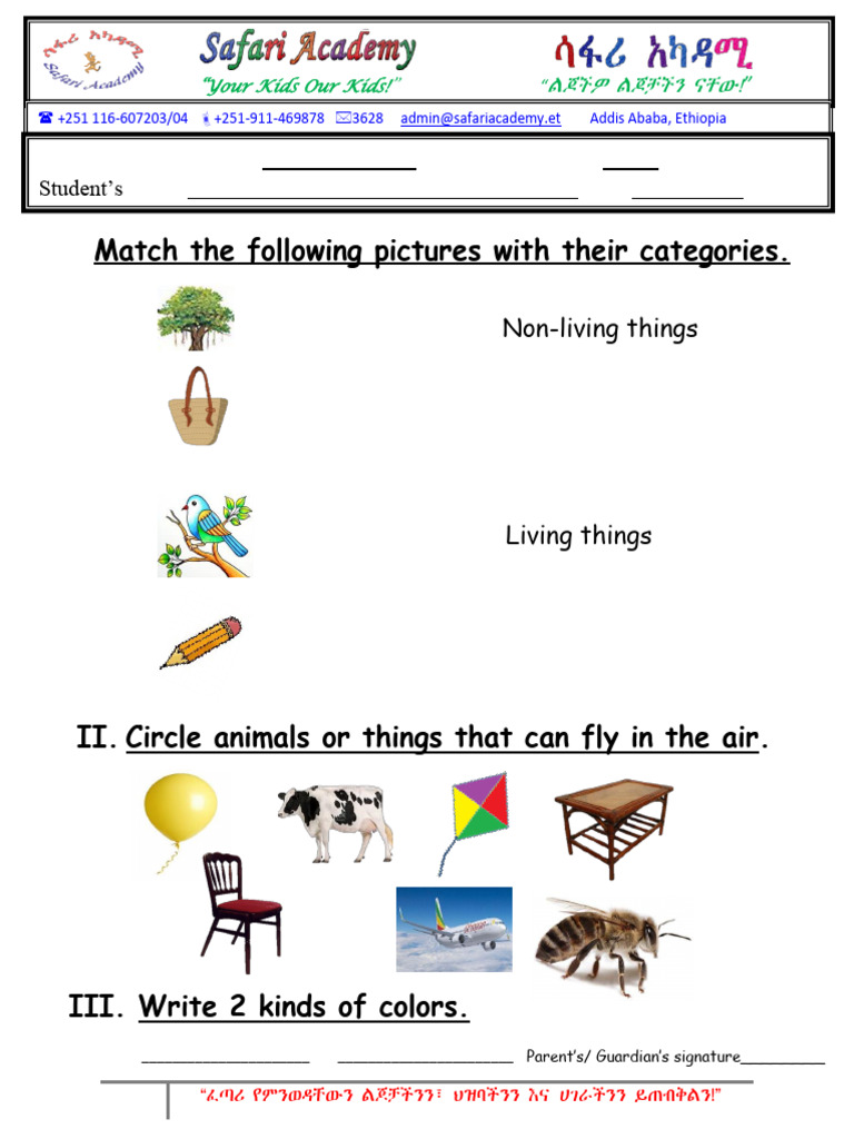 General Science Worksheet Two For LKG | PDF