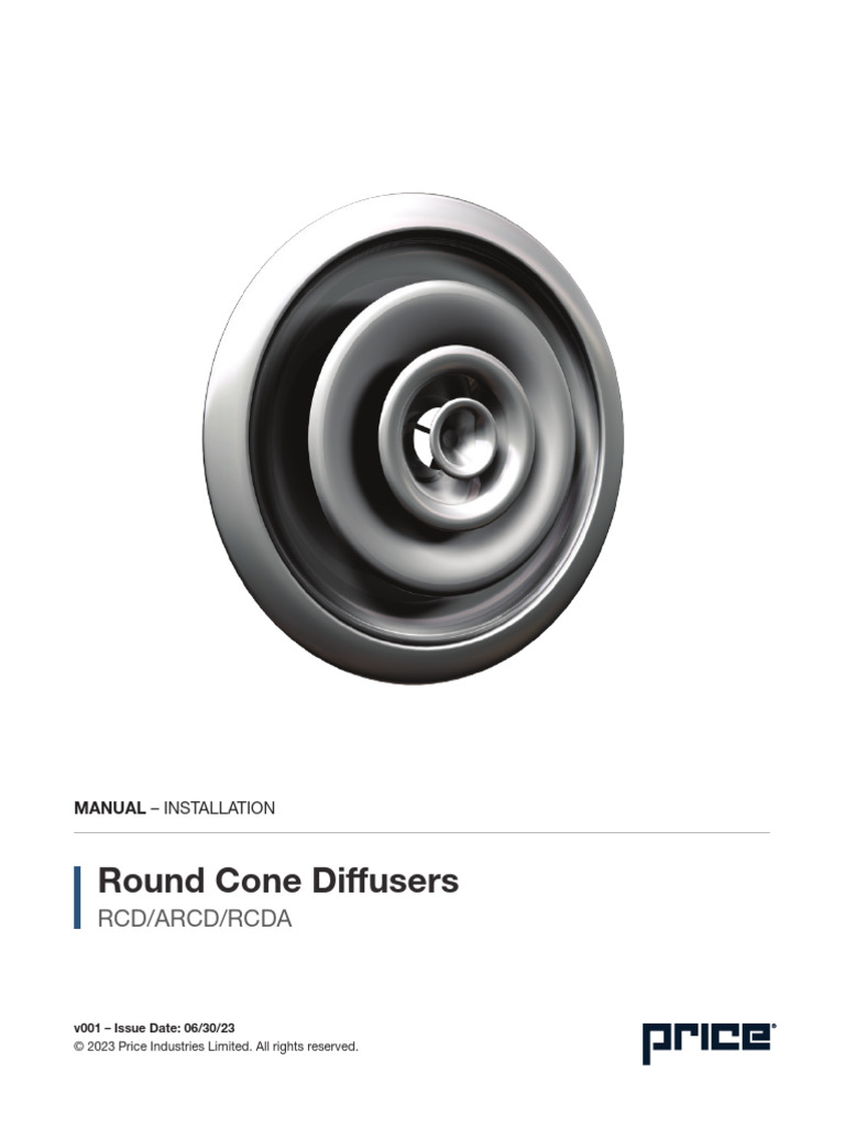 RCD Arcd Rcda Round Cone Diffusers Installation Manual | PDF | Duct (Flow) | Drywall