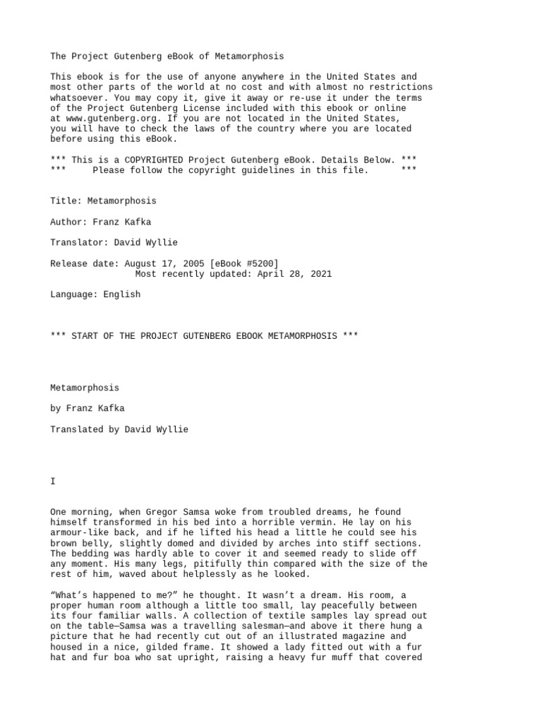 Kafka's Metamorphosis eBook Download | PDF | The Metamorphosis