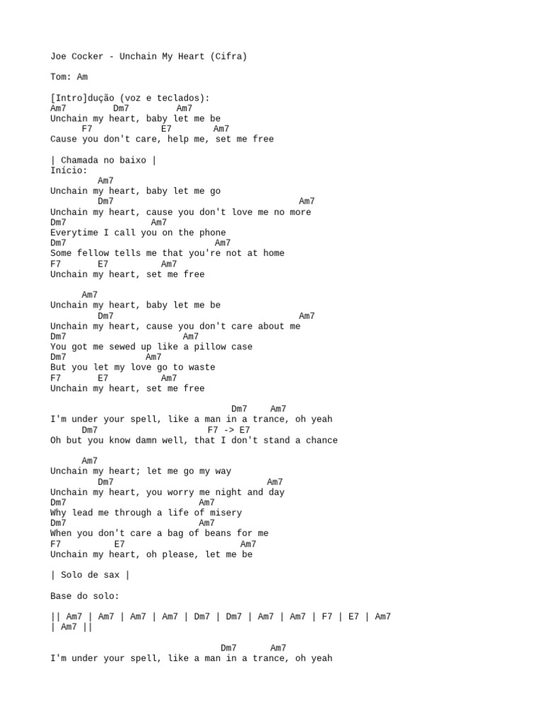 Cifra - Joe Cocker - Unchain My Heart | PDF