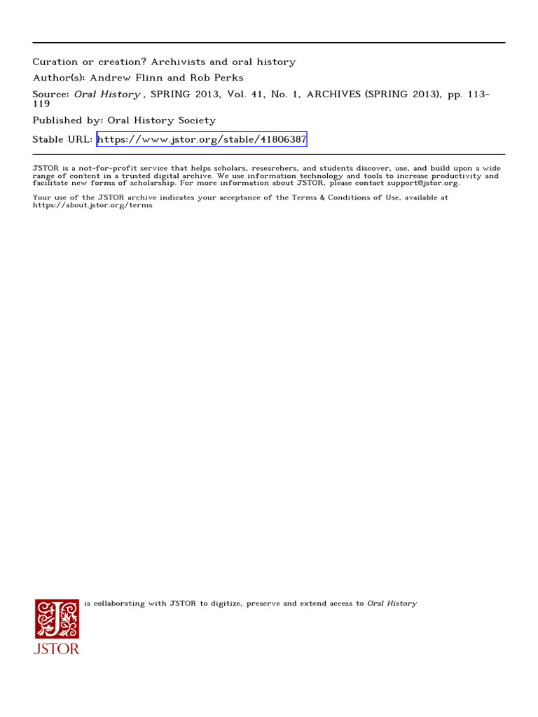 Flinn CurationcreationArchivists 2013 | PDF | Archivist | Archive