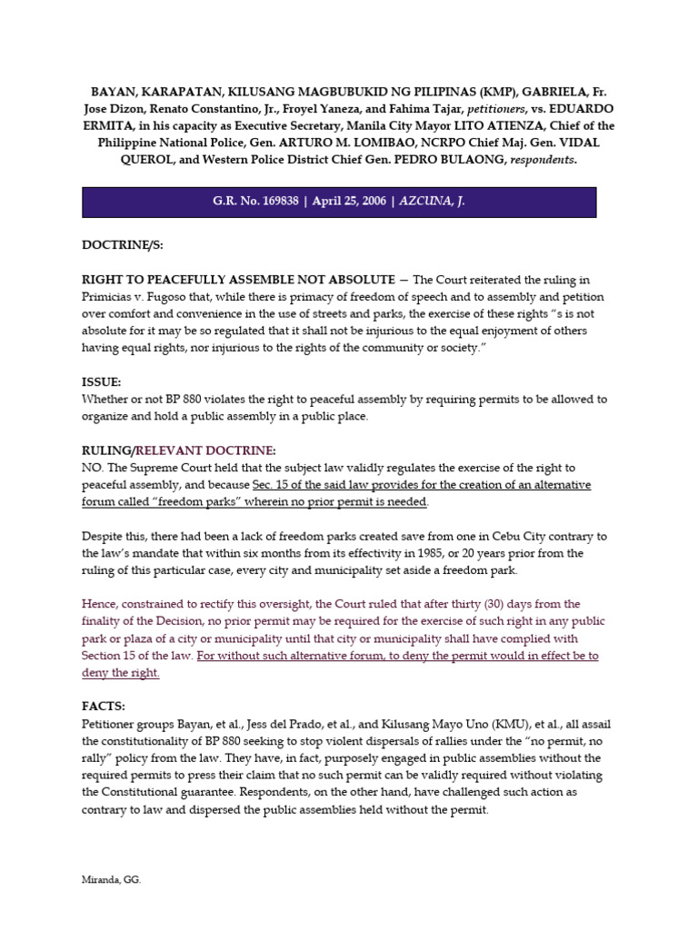 Right to Assemble and BP 880 | PDF | Human Rights | Government