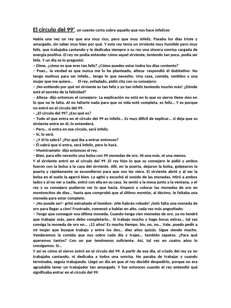 Cuento - El Circulo Del 99 | PDF