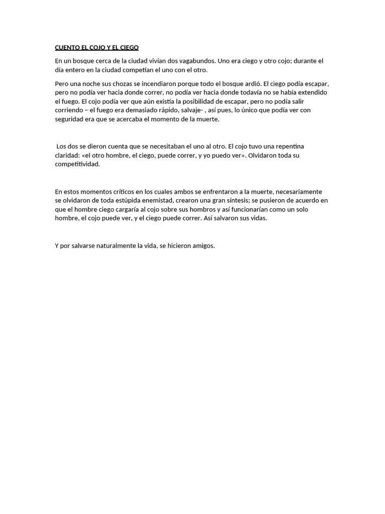 Amistad entre el cojo y el ciego | PDF