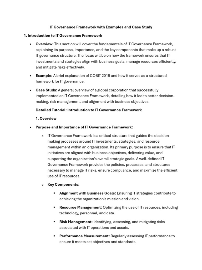 IT Governance Framework Case Study | PDF | Governance | Risk Management