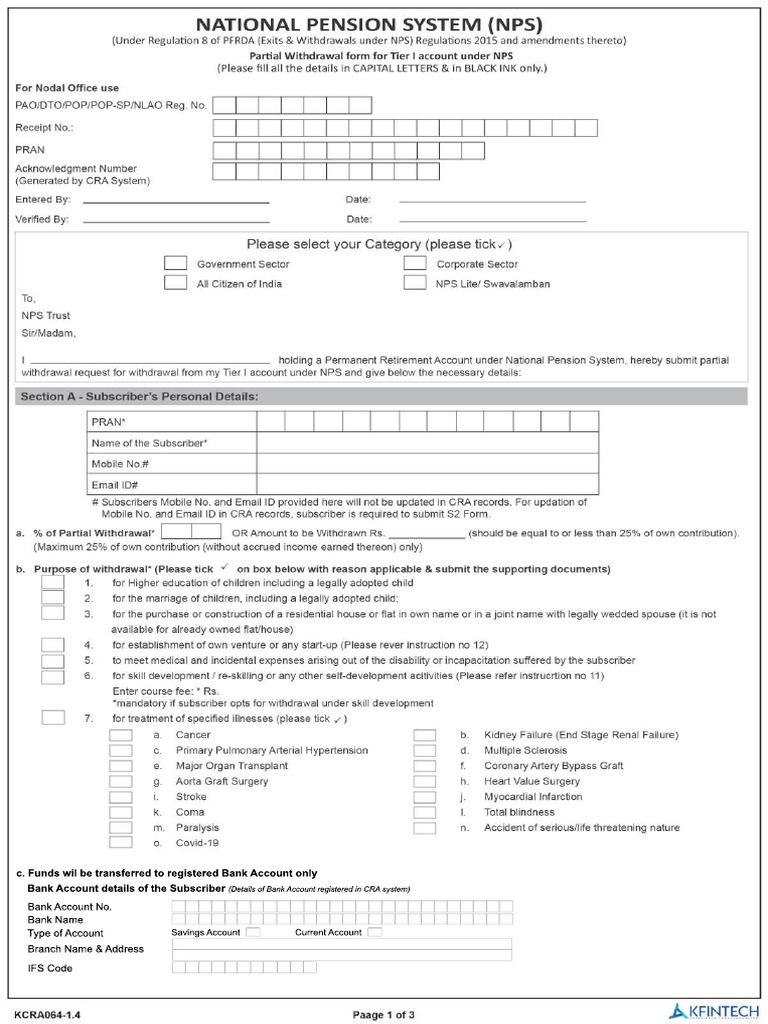 NPS Partial Withdrawal Form Guide | PDF