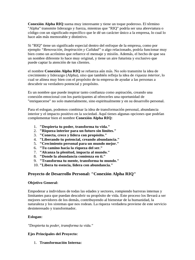 Conexión Alpha RIQ Suena Muy Interesante y Tiene Un Toque Poderoso | PDF | Benchmarking ...