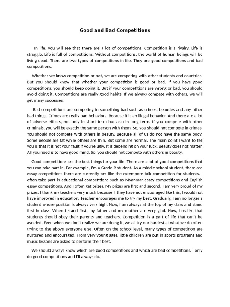 Good and Bad Competitions | PDF | Crimes | Crime & Violence