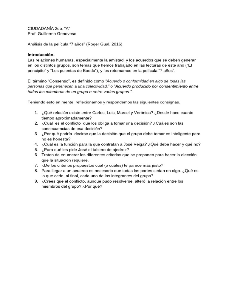 Análisis de La Película "7 Años" (Roger Gual | PDF