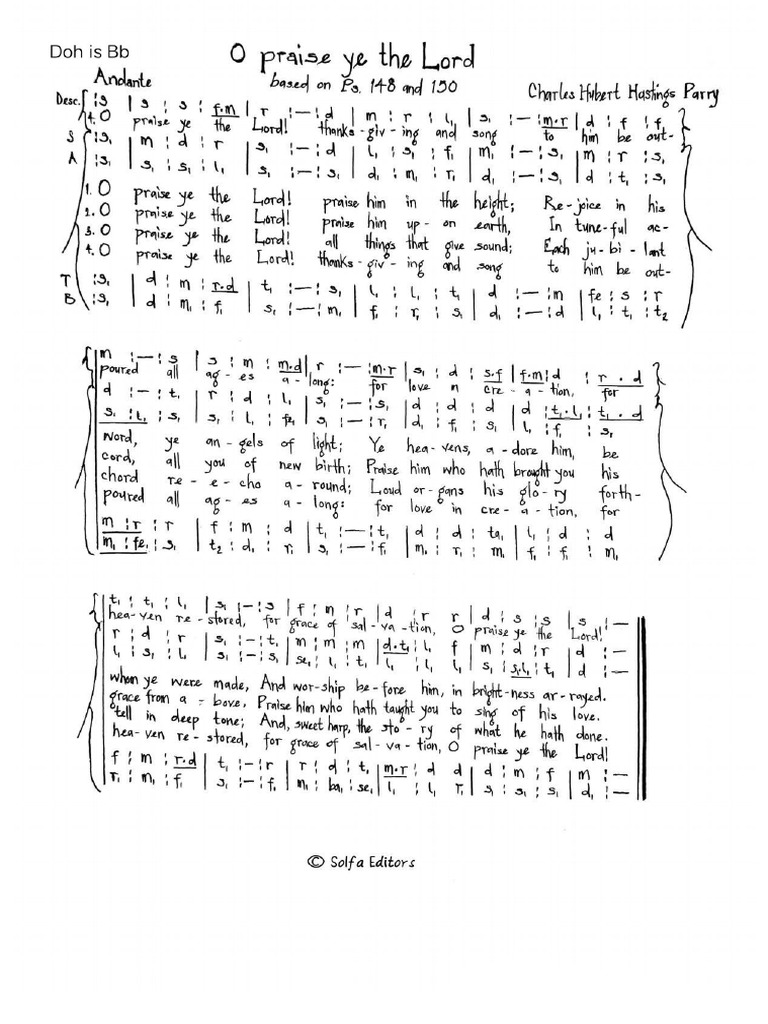 O Praise Ye The Lord - Parry | PDF