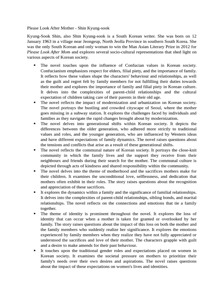Themes of Love in Please Look After Mom | PDF | Love | Family