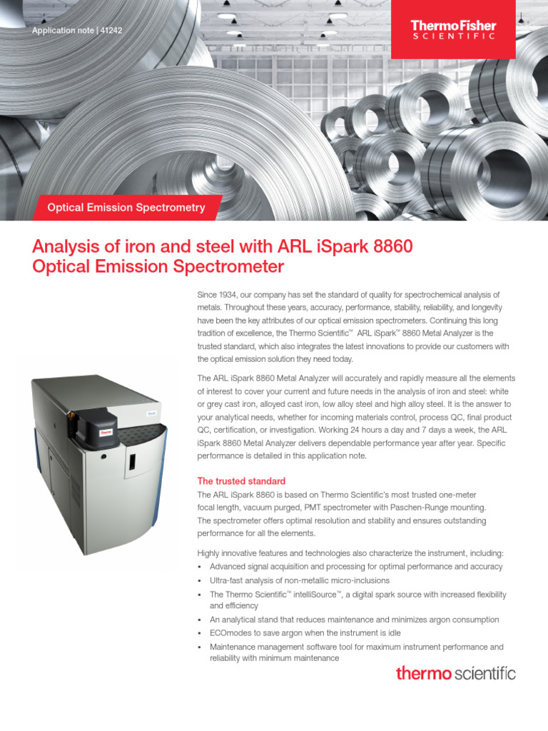 An41242 Analysis Iron Steel Arl Ipark 8860 Optical Emission ...