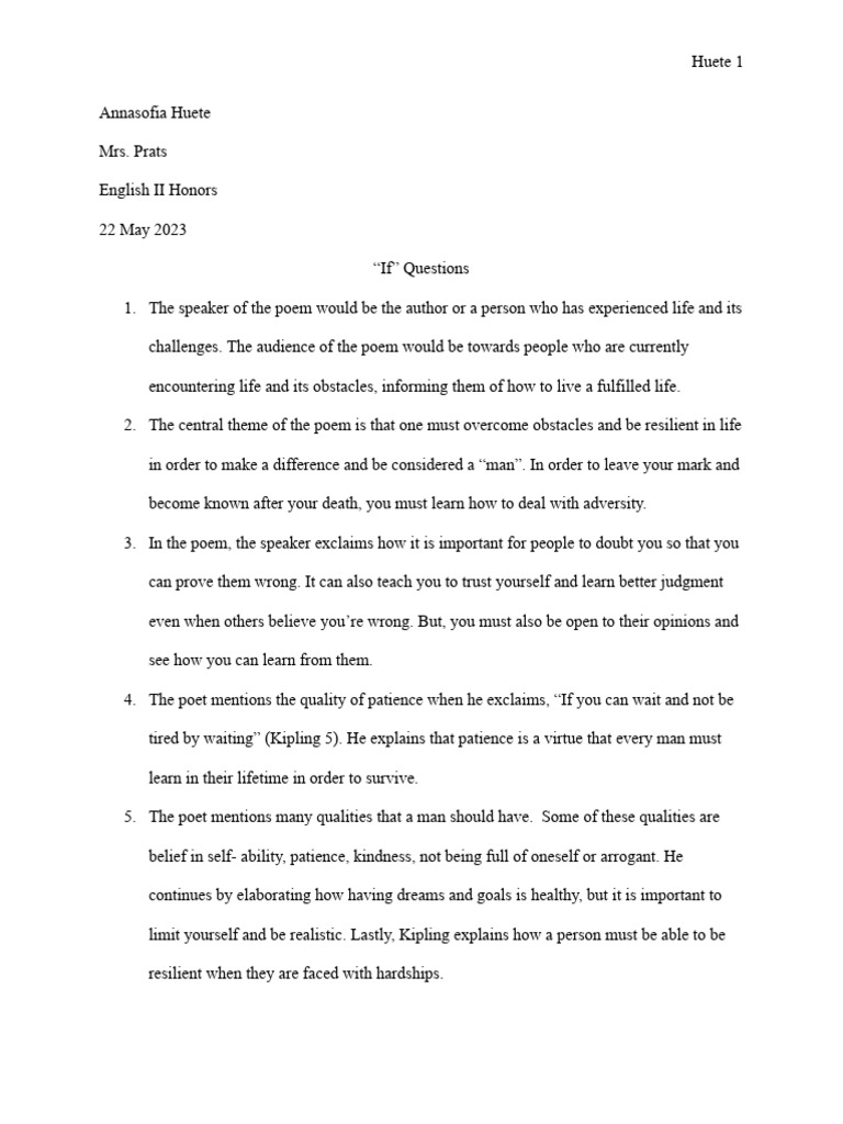 “If” Questions Edited | PDF | Patience