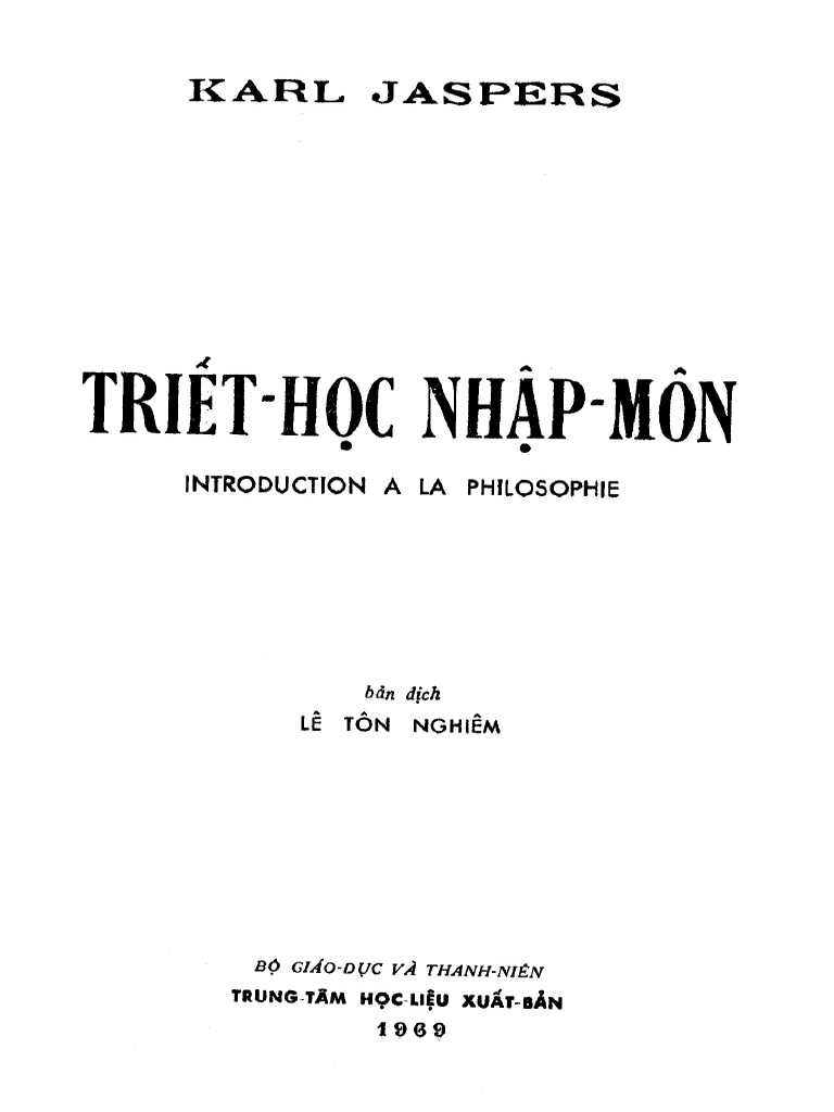 Jaspers. 1969. Triet Hoc Nhap Mon (1) | PDF