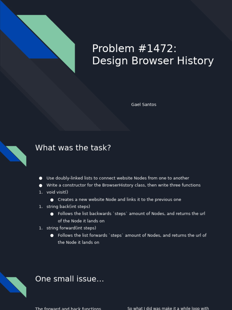 Problem #1472 Design Browser History Presentation | PDF