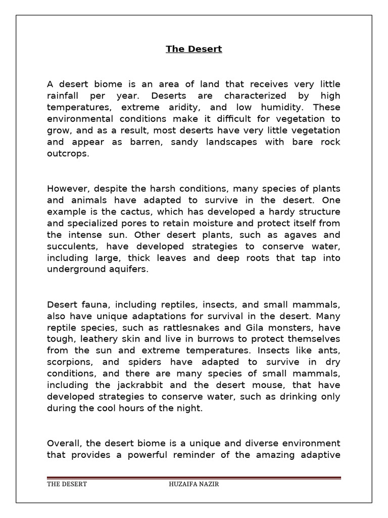 Understanding Desert Biomes and Adaptations | PDF