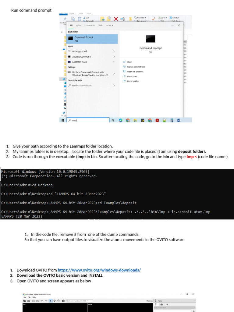 Running LAMMPS and Visualizing with OVITO | PDF