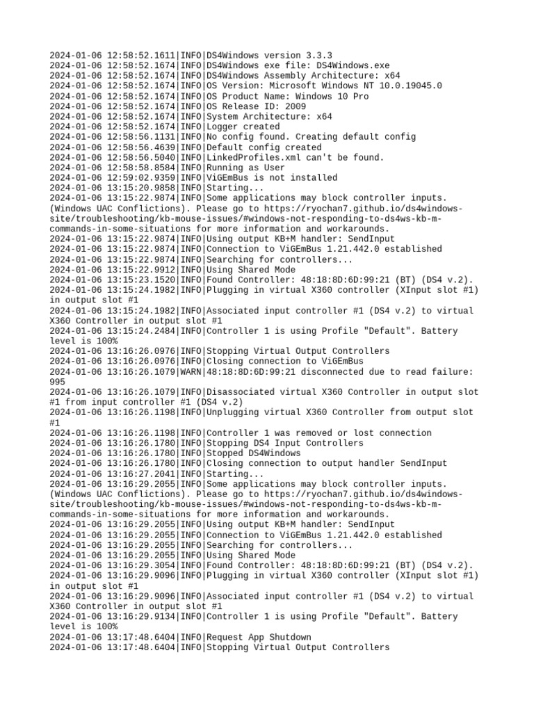 Ds4windows Log 20240106.0 | PDF | Windows Nt | Software